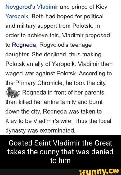 Novgorod's Vladimir and prince of Kiev Yaropolk. Both had hoped for ...