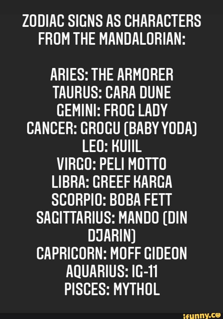 Mandalorian zodiac signs - Zodiacstock.com