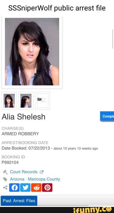 SSSniperWolf public arrest file HE- Alia Shelesh CHARGI ARMED ROBBERY ...