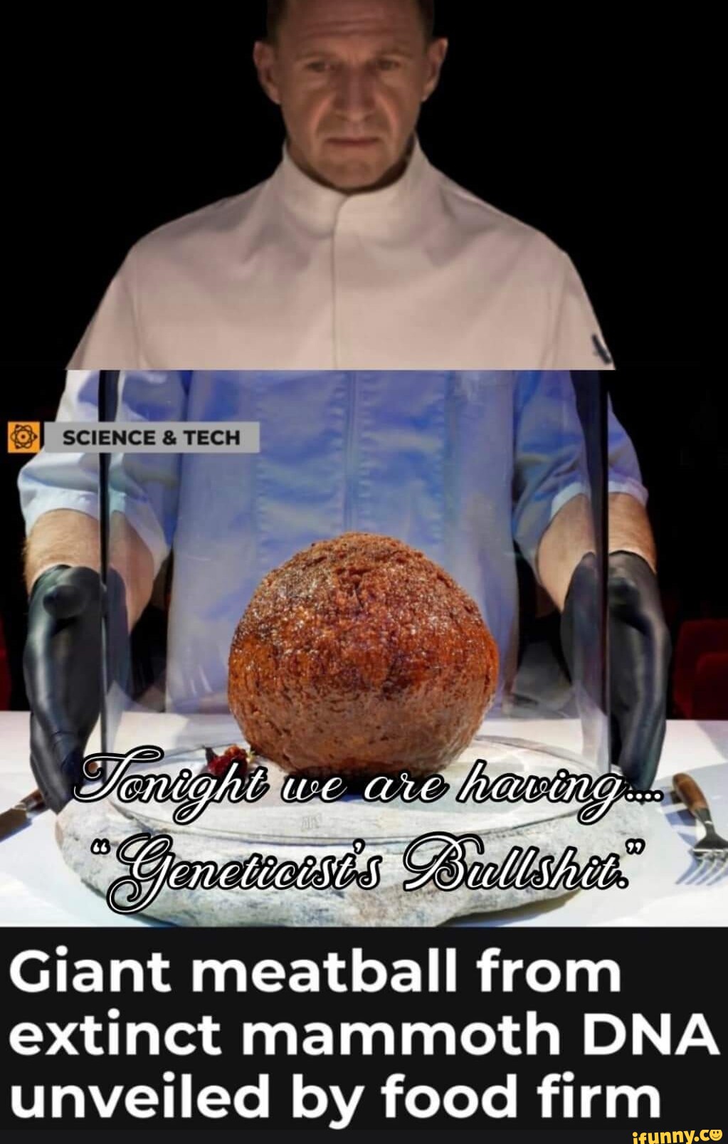 Sci ENCE & TECH Bullshit. Giant meatball from extinct mammoth DNA ...