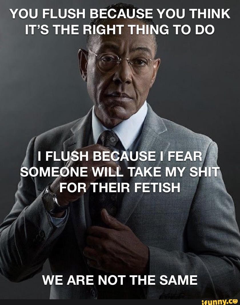 YOU FLUSH BECAUSE YOU THINK IT'S THE RIGHT THING TO DO I FLUSH BECAUSE ...
