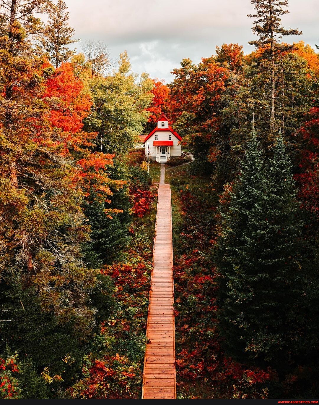 Baileys Harbor Light surrounded by gorgeous fall foliage 🍂 📍: Baileys ...