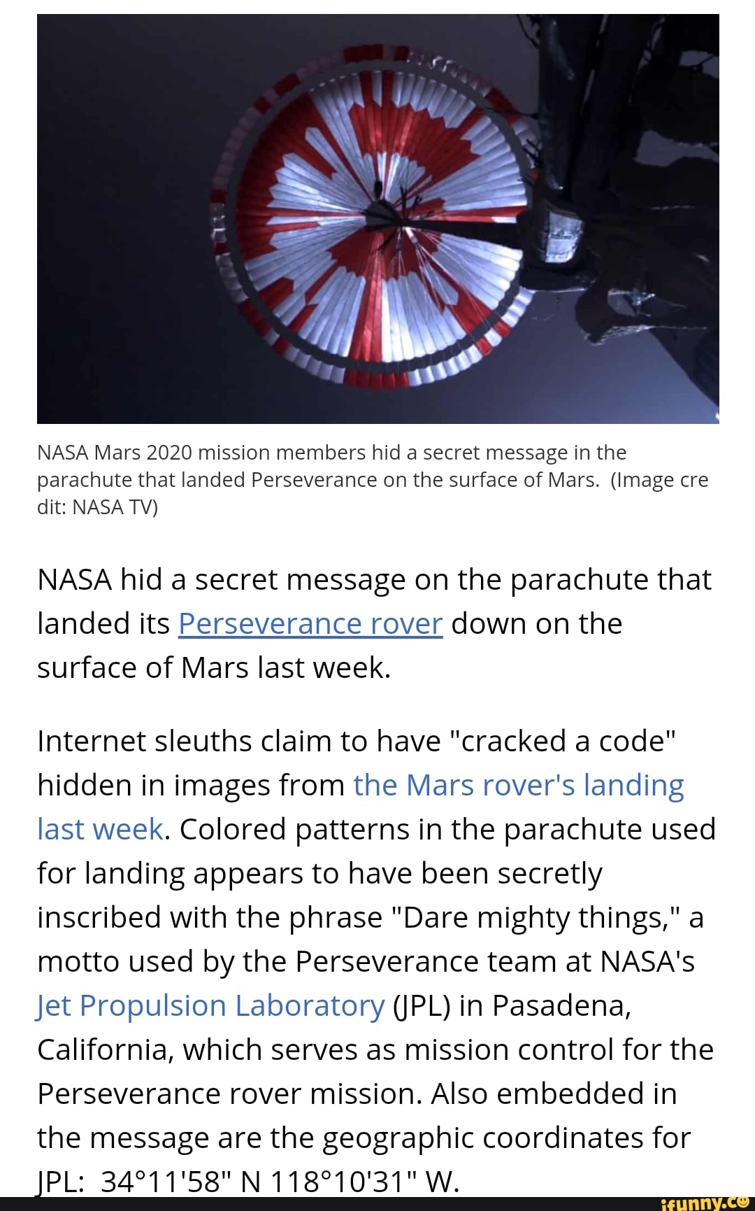 Nasa Secret Mission