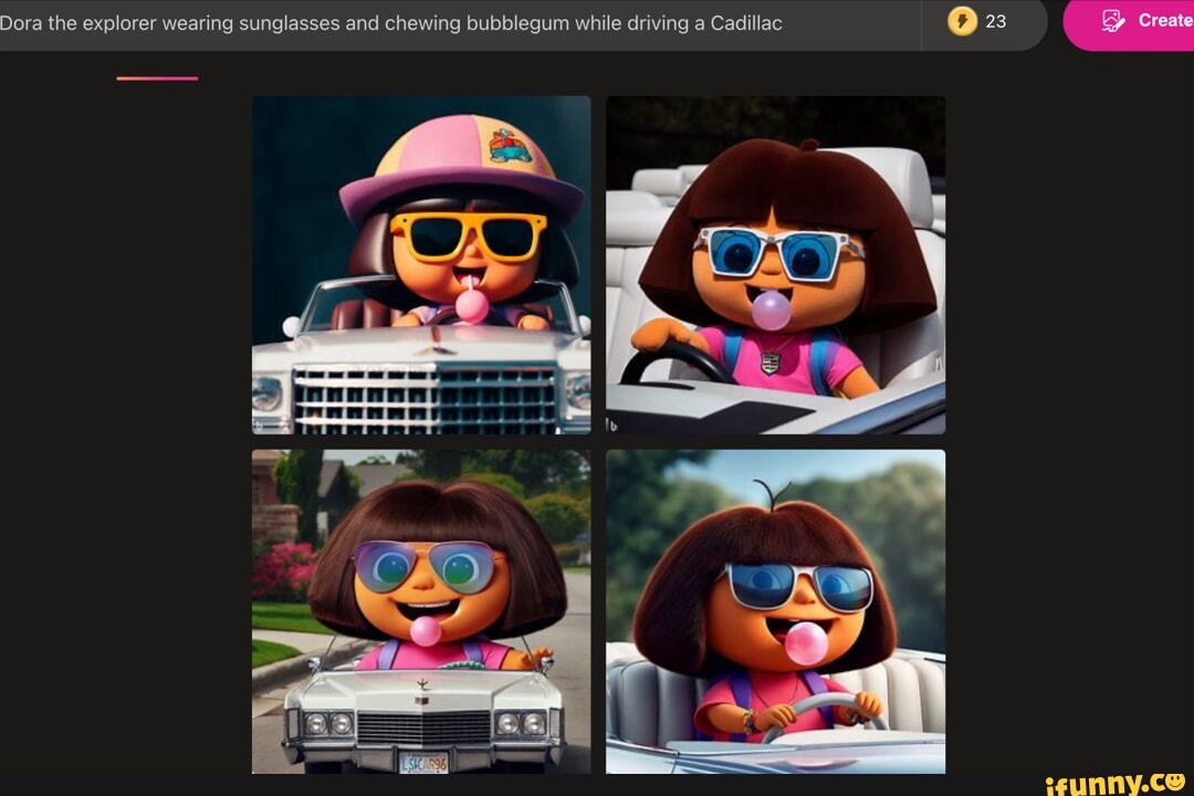 Dora the explorer wearing sunglasses and chewing bubblegum while ...
