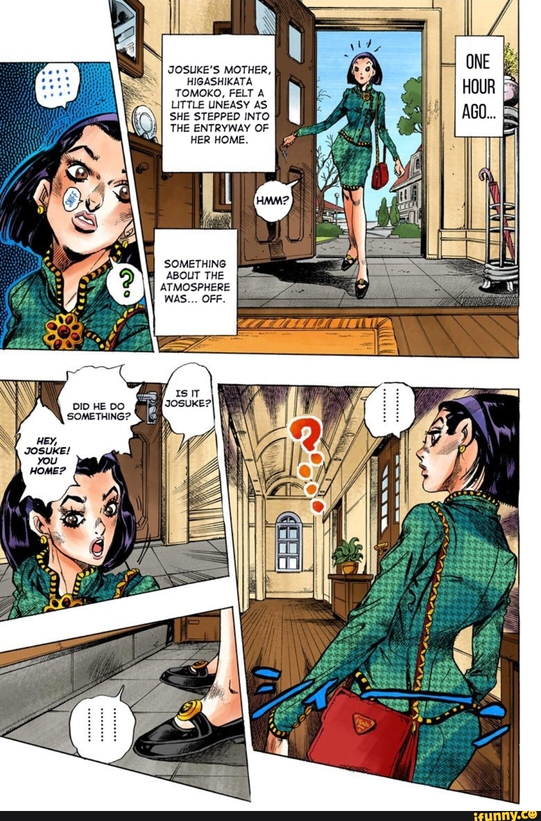 JOSUKE'S MOTHER, HIGASHIKATA TOMOKO, FELT A LITTLE UNEASY AS SHE ...