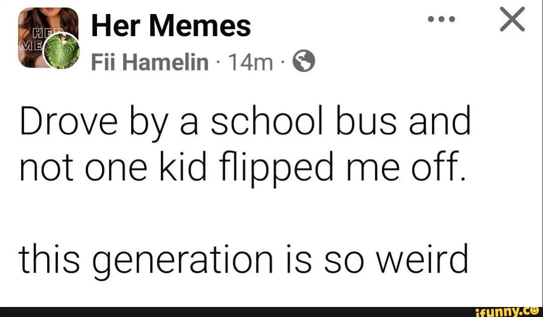 I Her Memes Fii Hamelin Drove by a school bus and not one kid flipped ...
