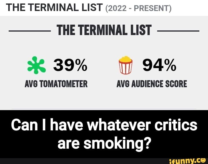 THE TERMINAL LIST (2022 - PRESENT) - THE TERMINAL LIST 39% 94% AVG ...