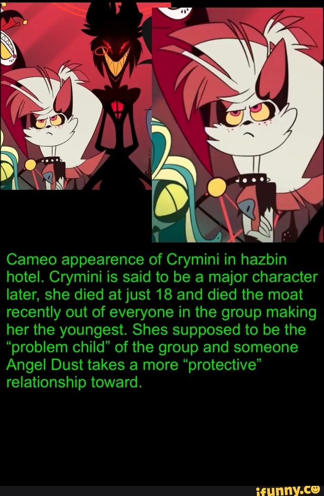Cameo appearence of Crymini in hazbin hotel. Crymini is said to be a ...