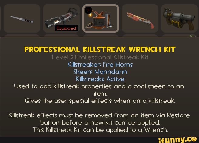 PROFESSIONAL KILLSTREAK WRENCH KIT Killstreaker: Fire Horns Sheen ...