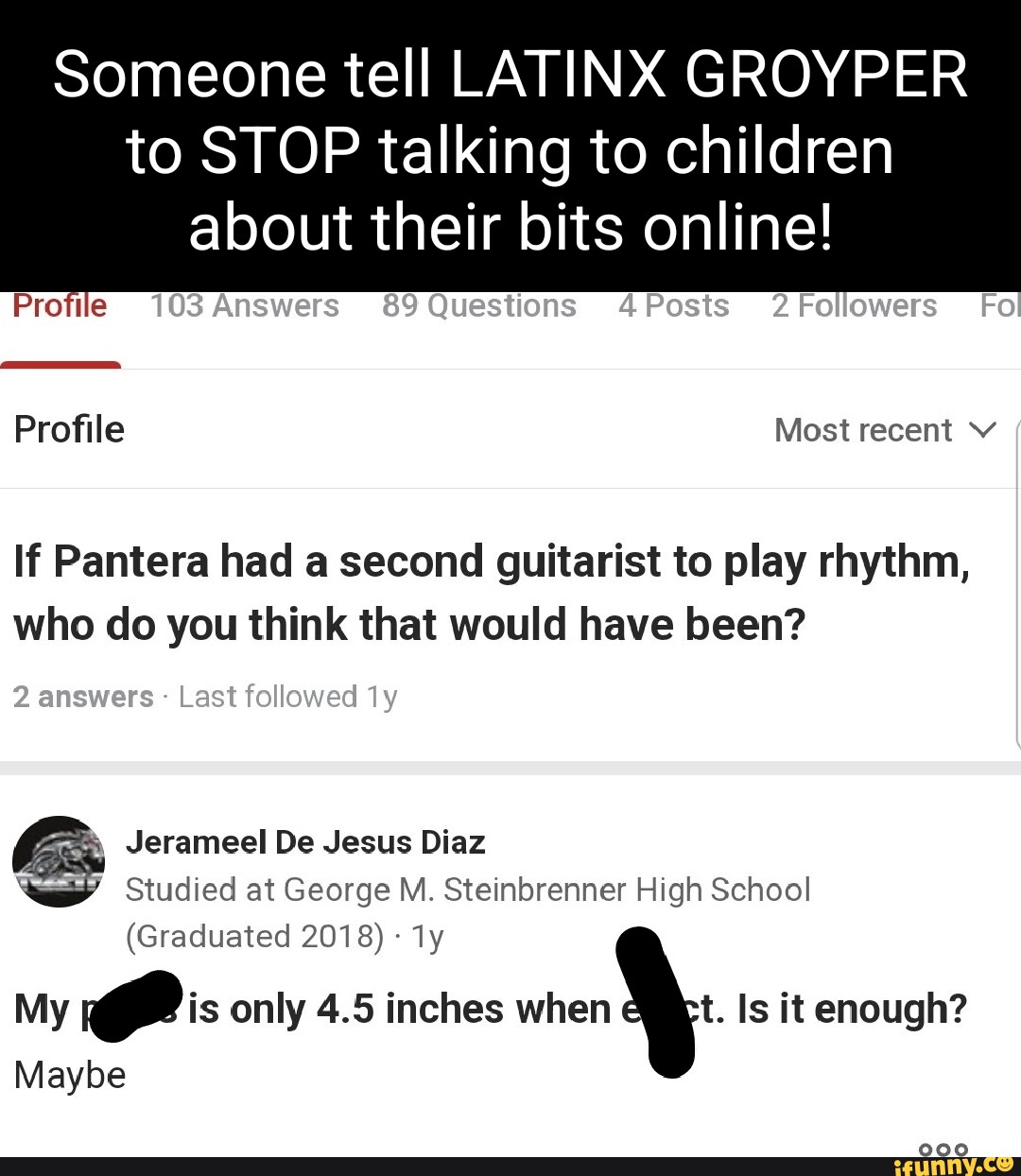 Someone tell LATINX GROYPER to STOP talking to children about their ...