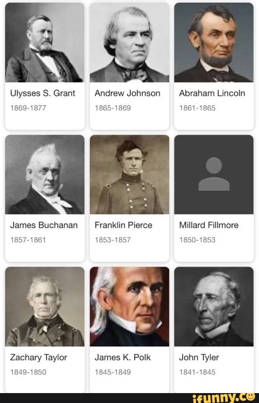Ulysses S. Grant Andrew Johnson Abraham Lincoln 1869-1877 1865-1869 ...
