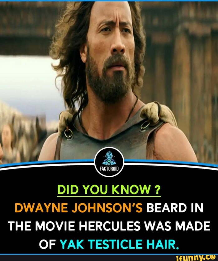 DID YOU KNOW ? DWAYNE JOHNSON'S BEARD IN THE MOVIE HERCULES WAS MADE OF ...