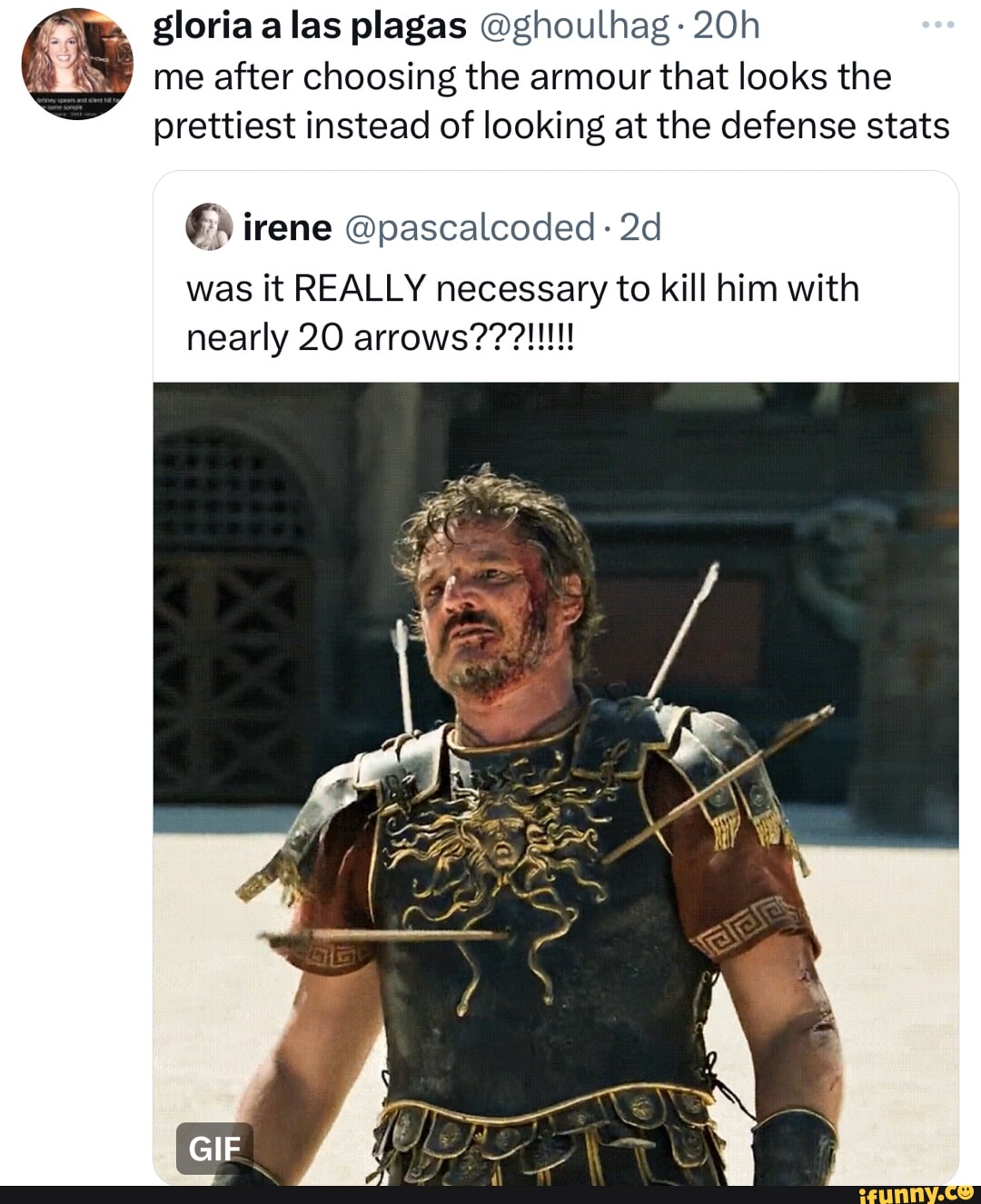 Gloria alas plagas @ghoulhag - me after choosing the armour that looks ...