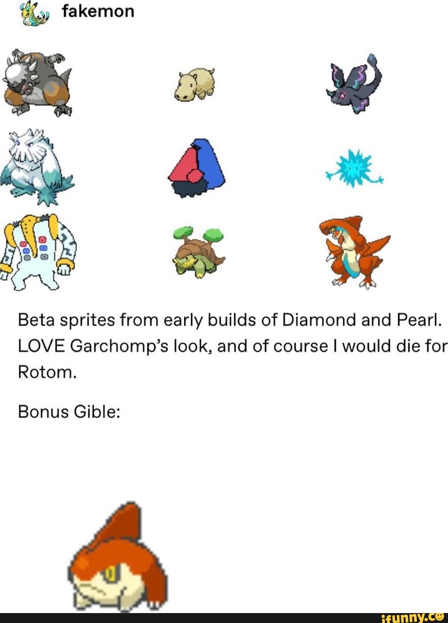 Fakemon Beta sprites from early builds of Diamond and Pearl. LOVE ...