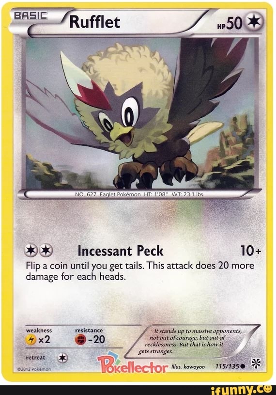 NO. 627 Eaglet Pokemon HT. 08. 23.1 bs Incessant Peck 10+ Flip a coin ...