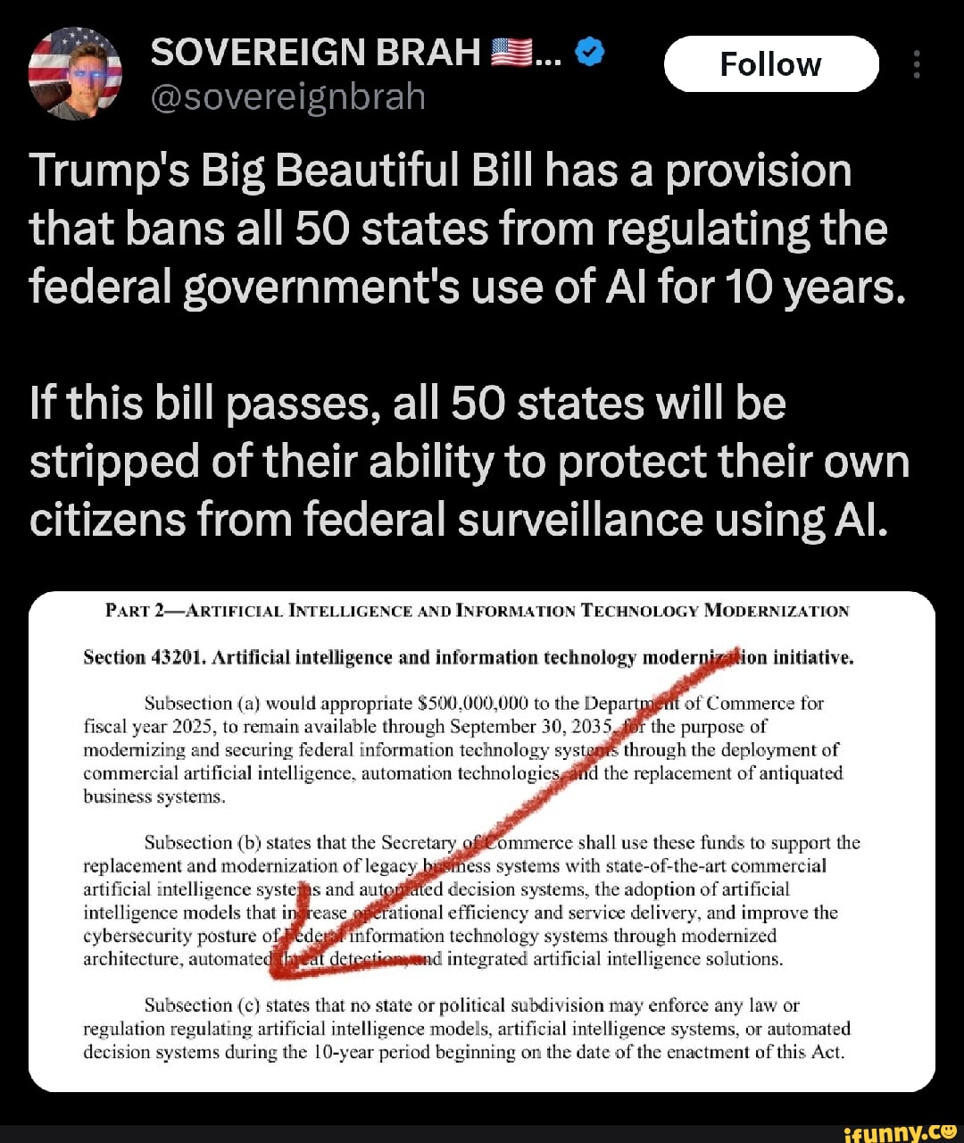 SOVEREIGN BRAH @sovereignbrah Follow Trump's Big Beautiful Bill has a ...