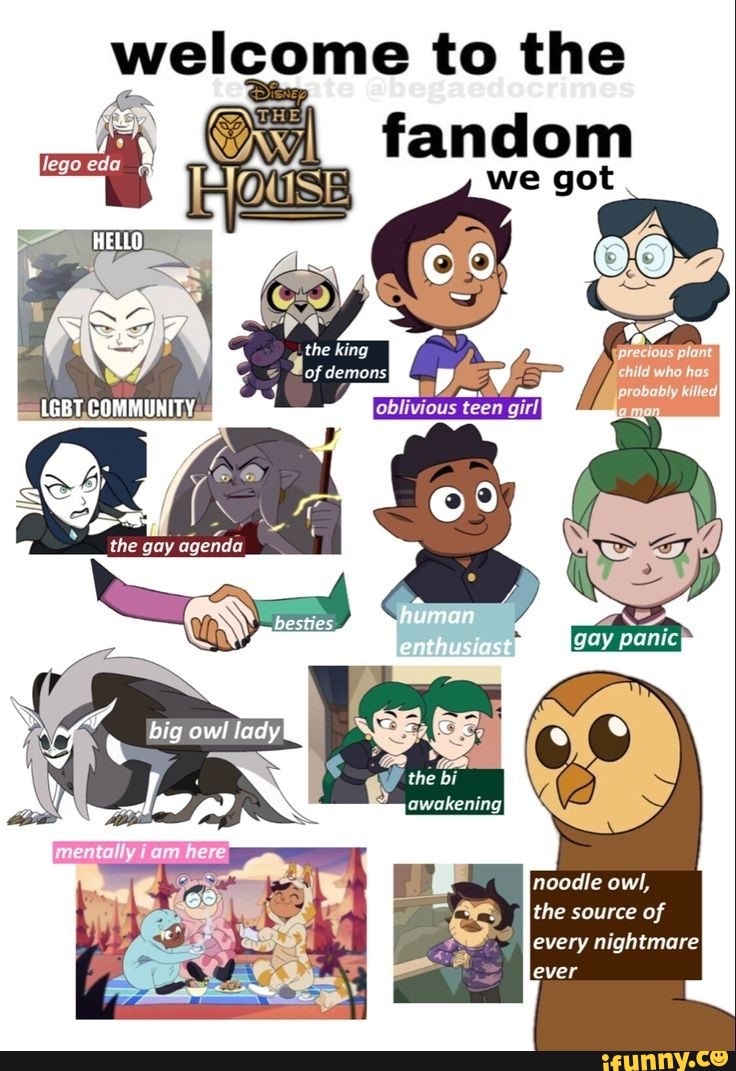 Weleome to king Lof demansI LGBT COMMUNITY big owl lady. noodle owl ...