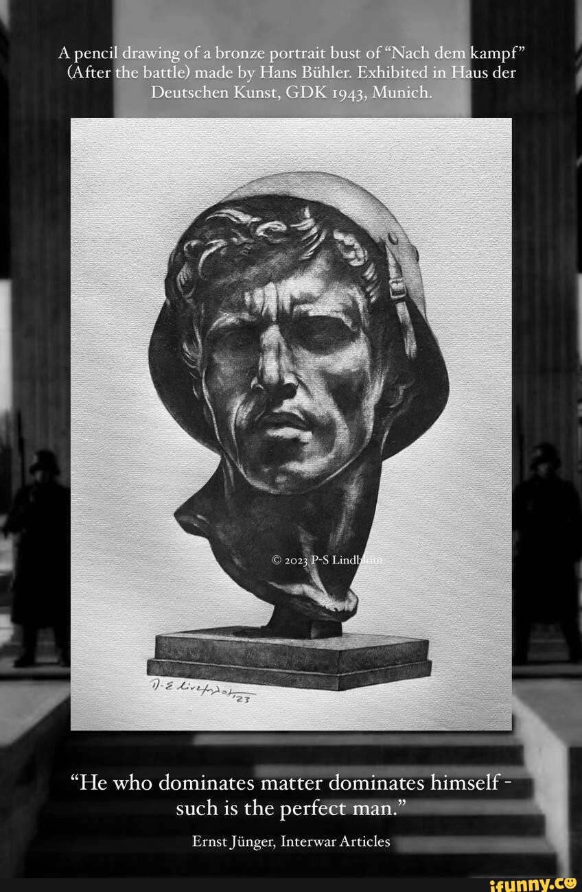 A peneil ing of bronze portrait bust of (After the battle) made by Hans ...