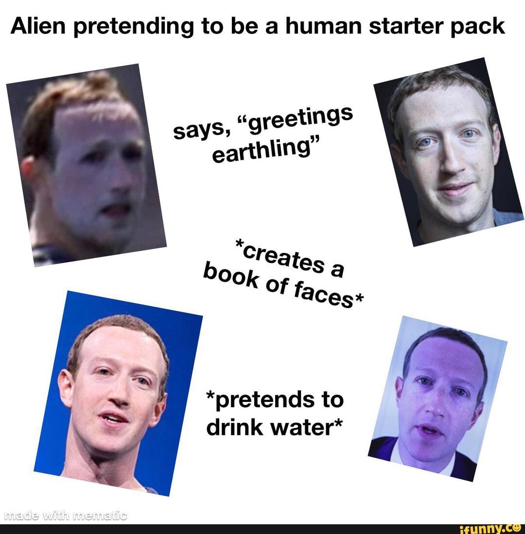 Alien pretending to be a human starter pack says, "greetings earthling ...