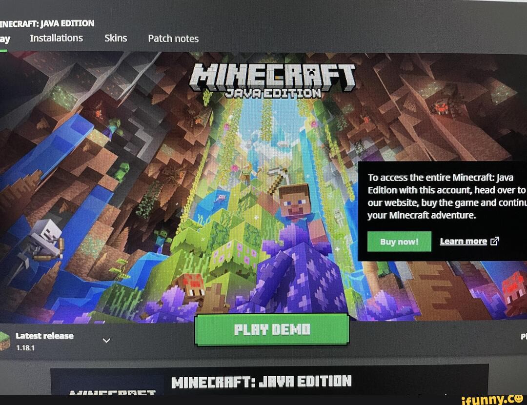 INECRAFT: JAVA EDITION ay Installations Skins Patch notes To access the ...