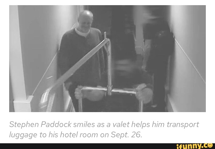 Stephen Paddock smiles as a valet helps him transport luggage to his ...