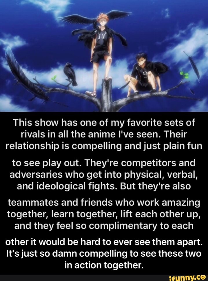 This show has one of my favorite sets of rivals in all the anime I've ...