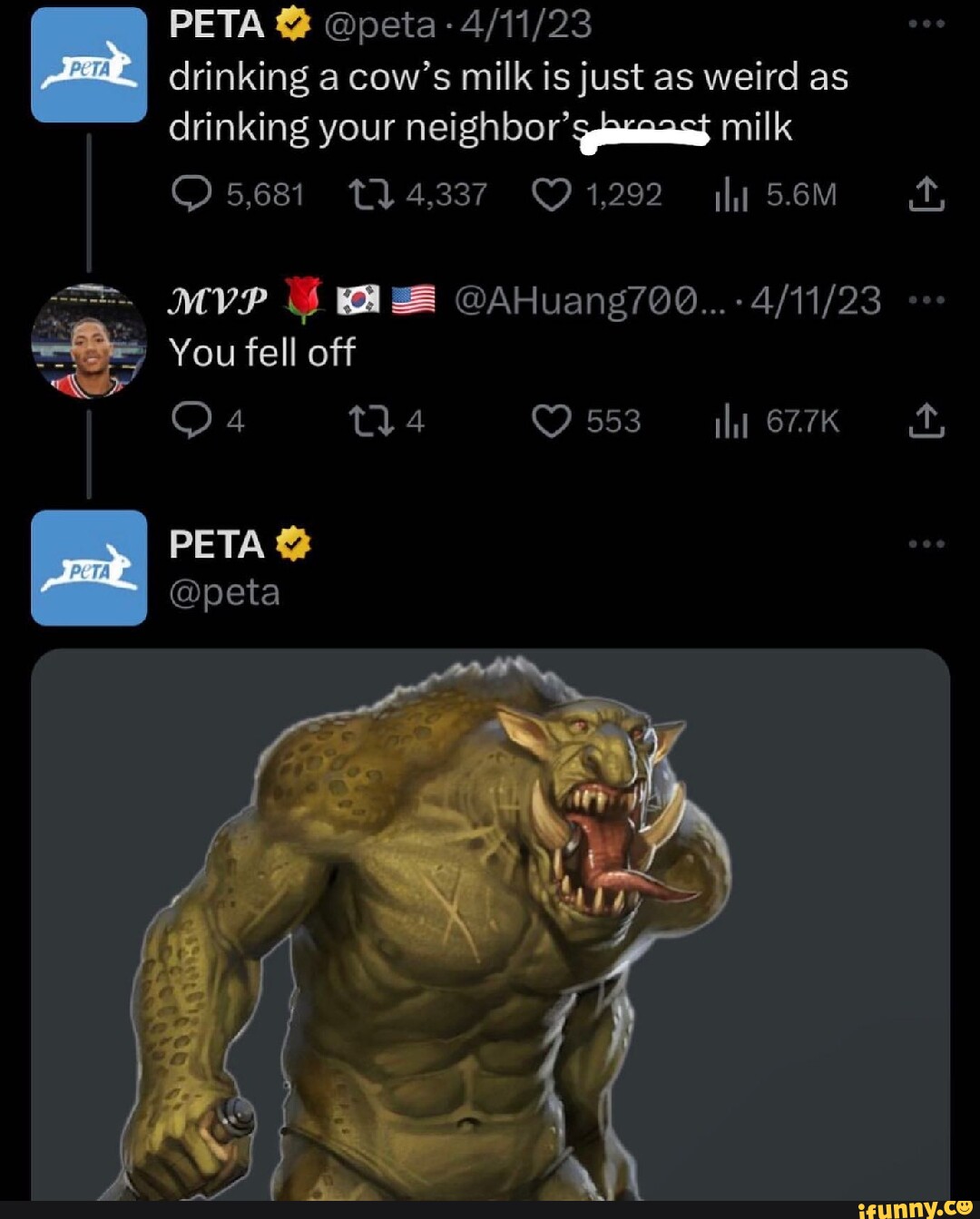 PETA @ @peta drinking a cow's milk is just as weird as drinking your ...