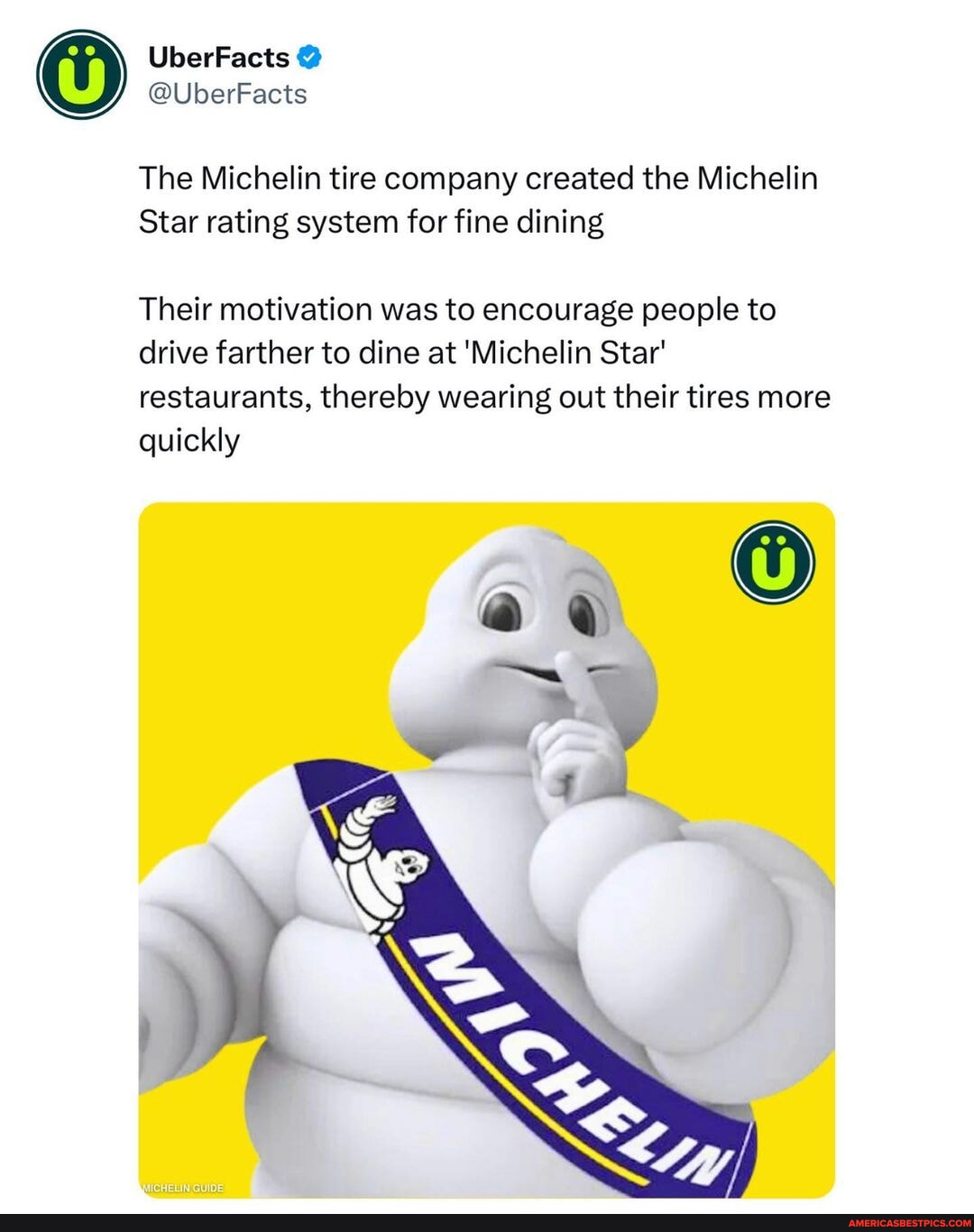 🐾🧠📚 - UberFacts @UberFacts The Michelin tire company created the ...