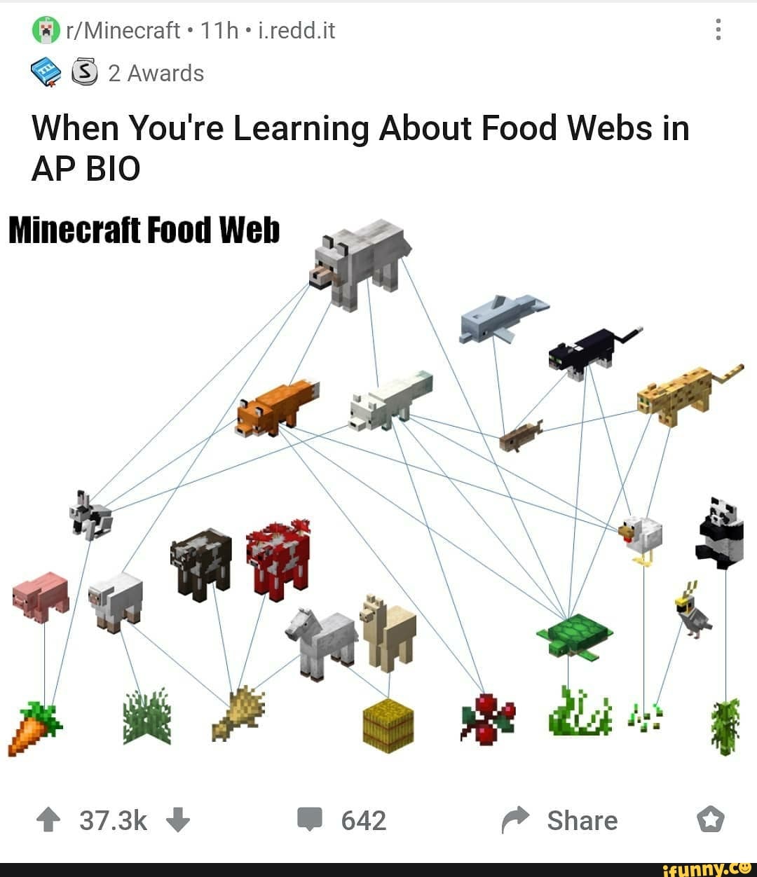 When You're Learning About Food Webs in AP BIO Minecraft Food Web - iFunny