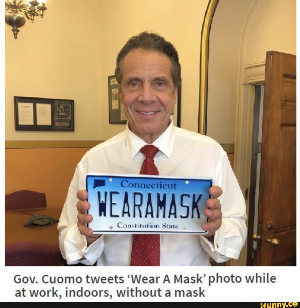 Connecticut Gov. Cuomo tweets 'Wear A Mask' photo while at work ...