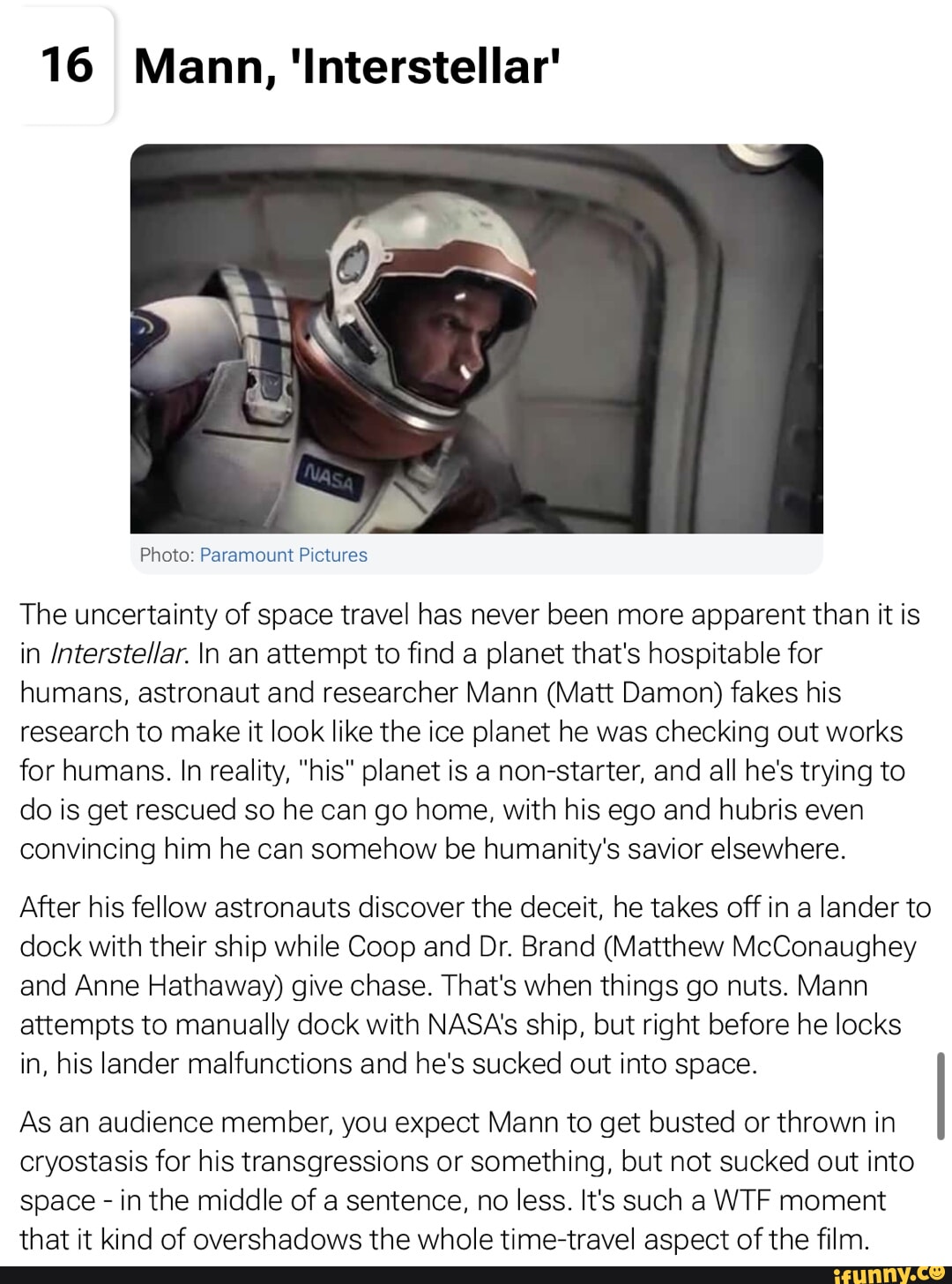 16 Mann, I 'Interstellar' Photo Paramount Pictures The uncertainty of ...