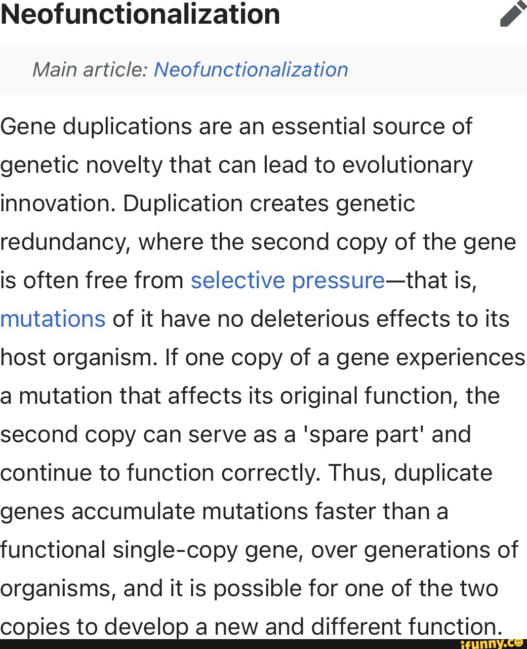 Neofunctionalization Main article: Neofunctionalization Gene ...