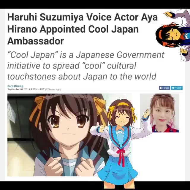 Haruhi Suzumiya Voice Actor Aya Hirano Appointed Cool Japan Ambassador "Cool Japan" is a ...