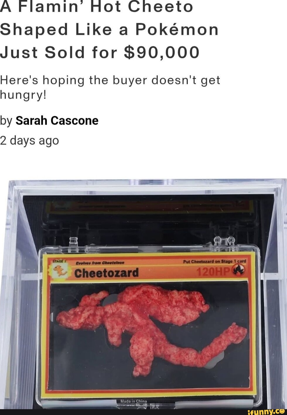 AFlamin Hot Cheeto Shaped Like a Pokemon Just Sold for $90,000 Here's ...