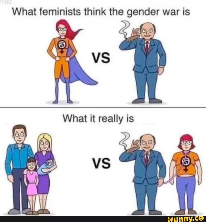 What feminists think the gender war is vs What it really is - iFunny