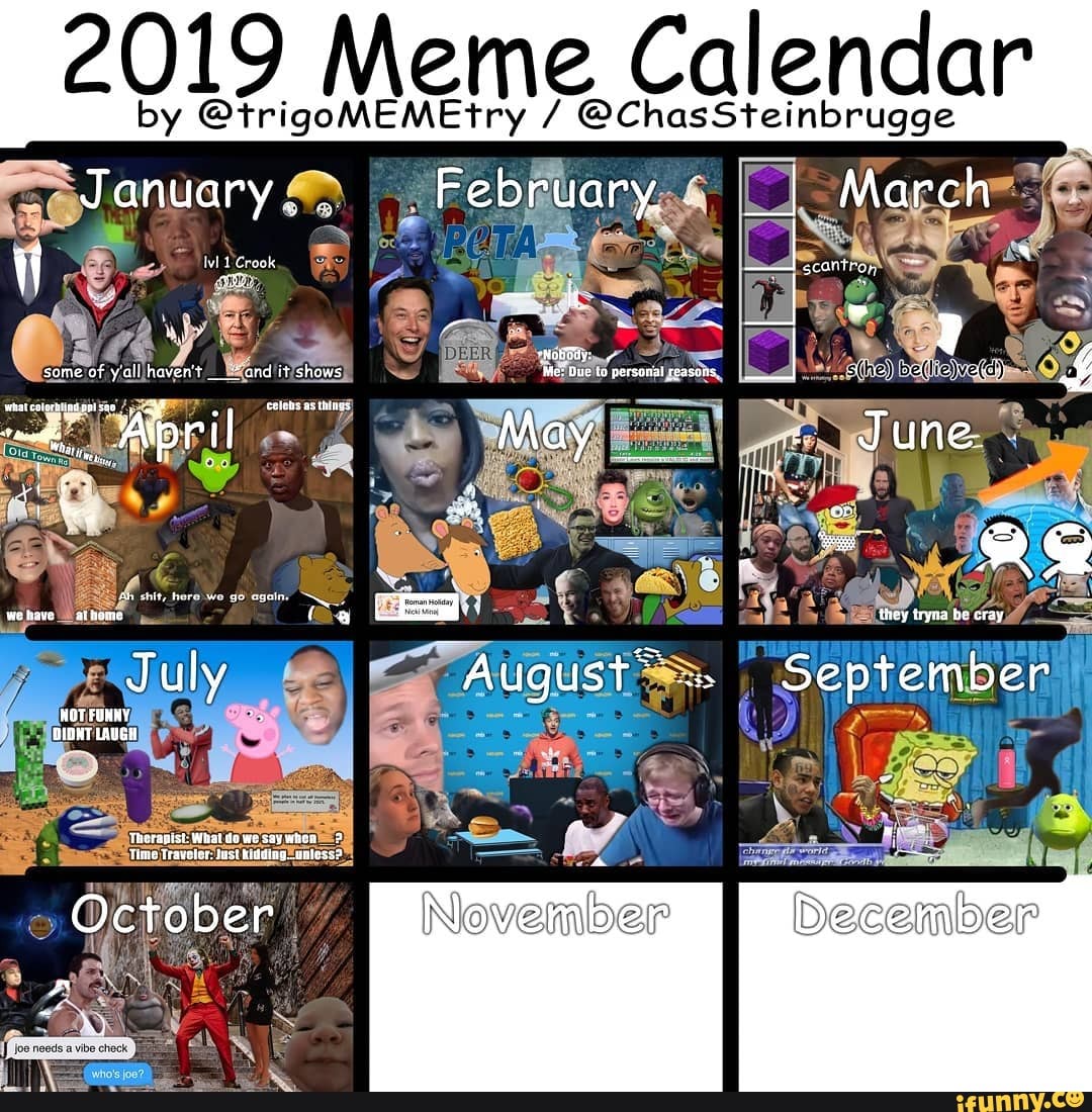 2019 Meme Calendar by @trigoMEMEtry / @ChasSteinbrugge 'January ...