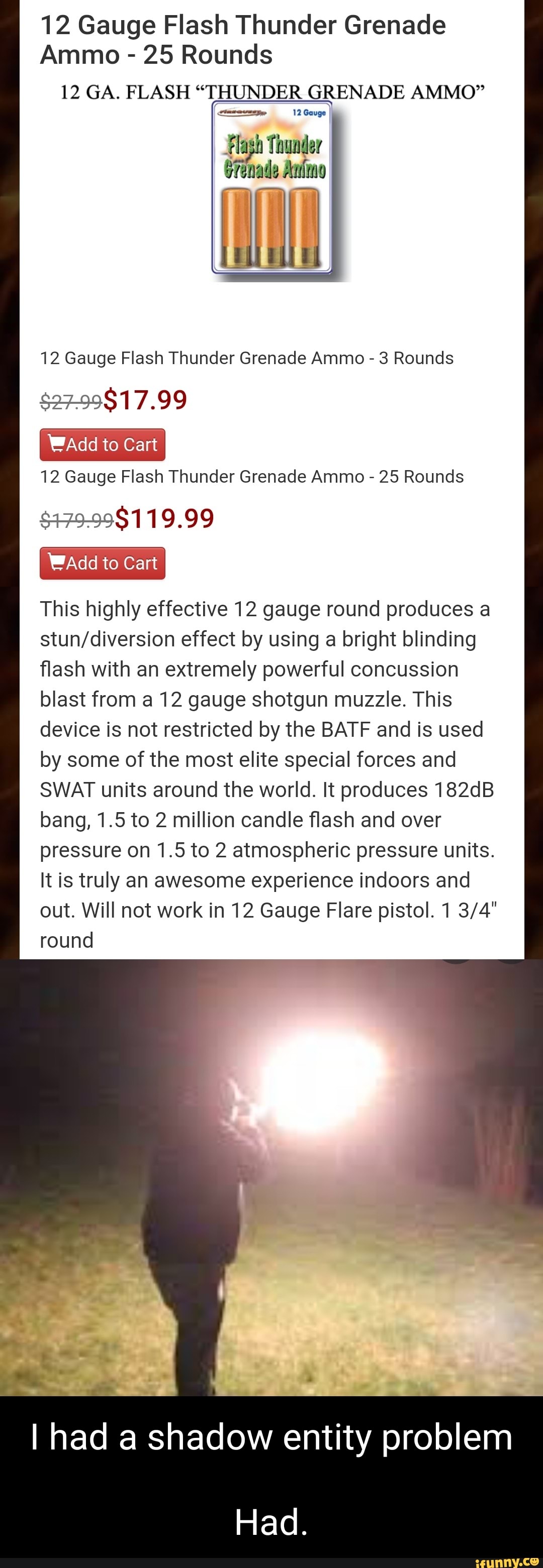 12 Gauge Flash Thunder Grenade Ammo - 25 Rounds 12 GA. FLASH "THUNDER ...