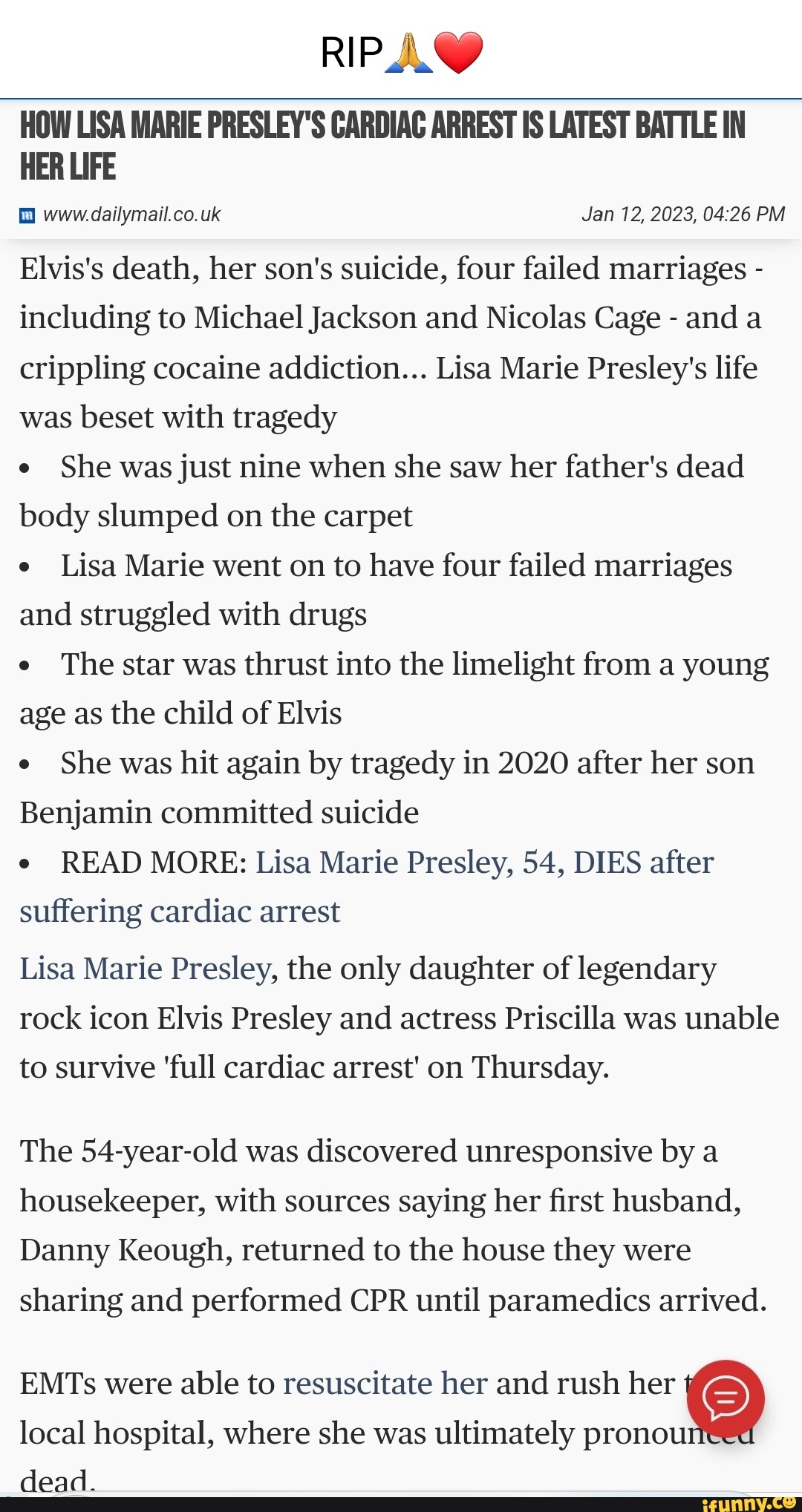 HOW LISA MARIE PRESLEY'S CARDIAC ARREST IS LATEST BATTLE IN HER LIFE ...