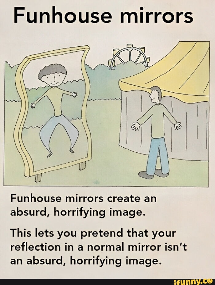 Funhouse mirrors Funhouse mirrors create an absurd, horrifying image ...