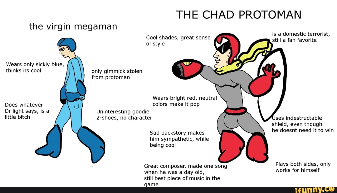 TH E CHAD PROTOMAN the virgin megaman Wears only sickly blue ...