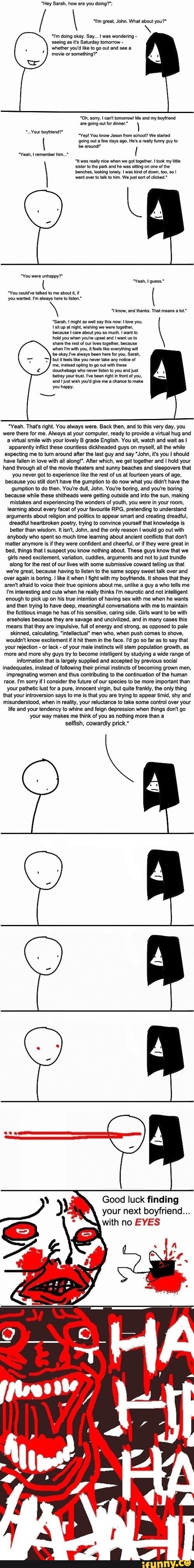 "Hey Sarah, how are you doing?"; "'m doing okay. Say... Iwas wondering ...