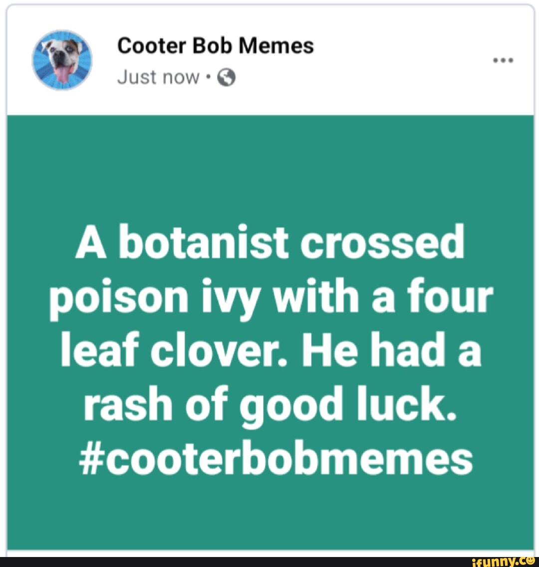 Cooter Bob Memes Just now: @ A botanist crossed poison ivy with a four ...