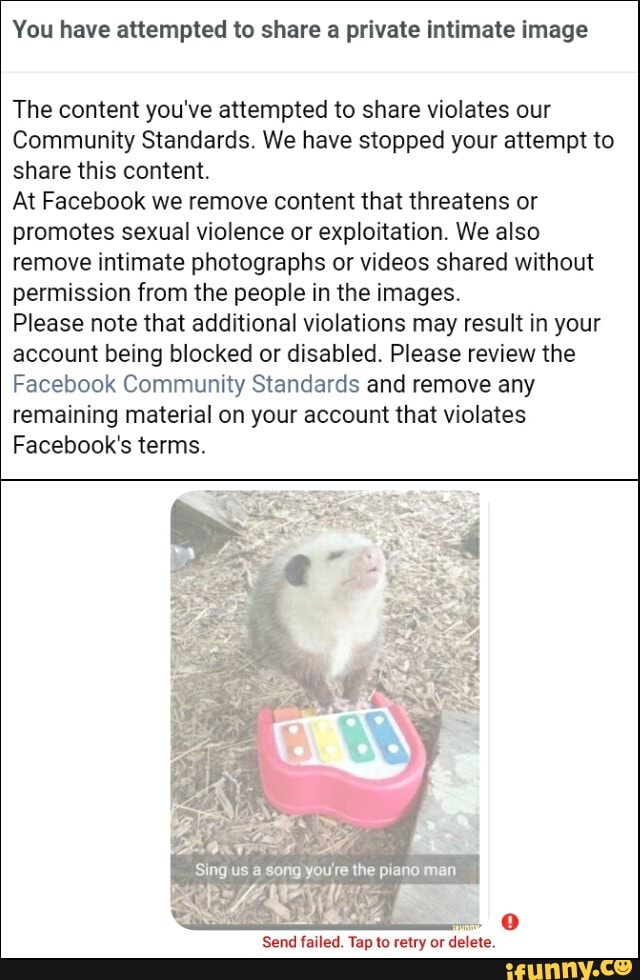 You have attempted to share a private intimate image The content you've ...
