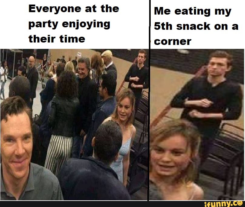 Everyone at the Me eating my party enjoying Sth snack on a their time ...