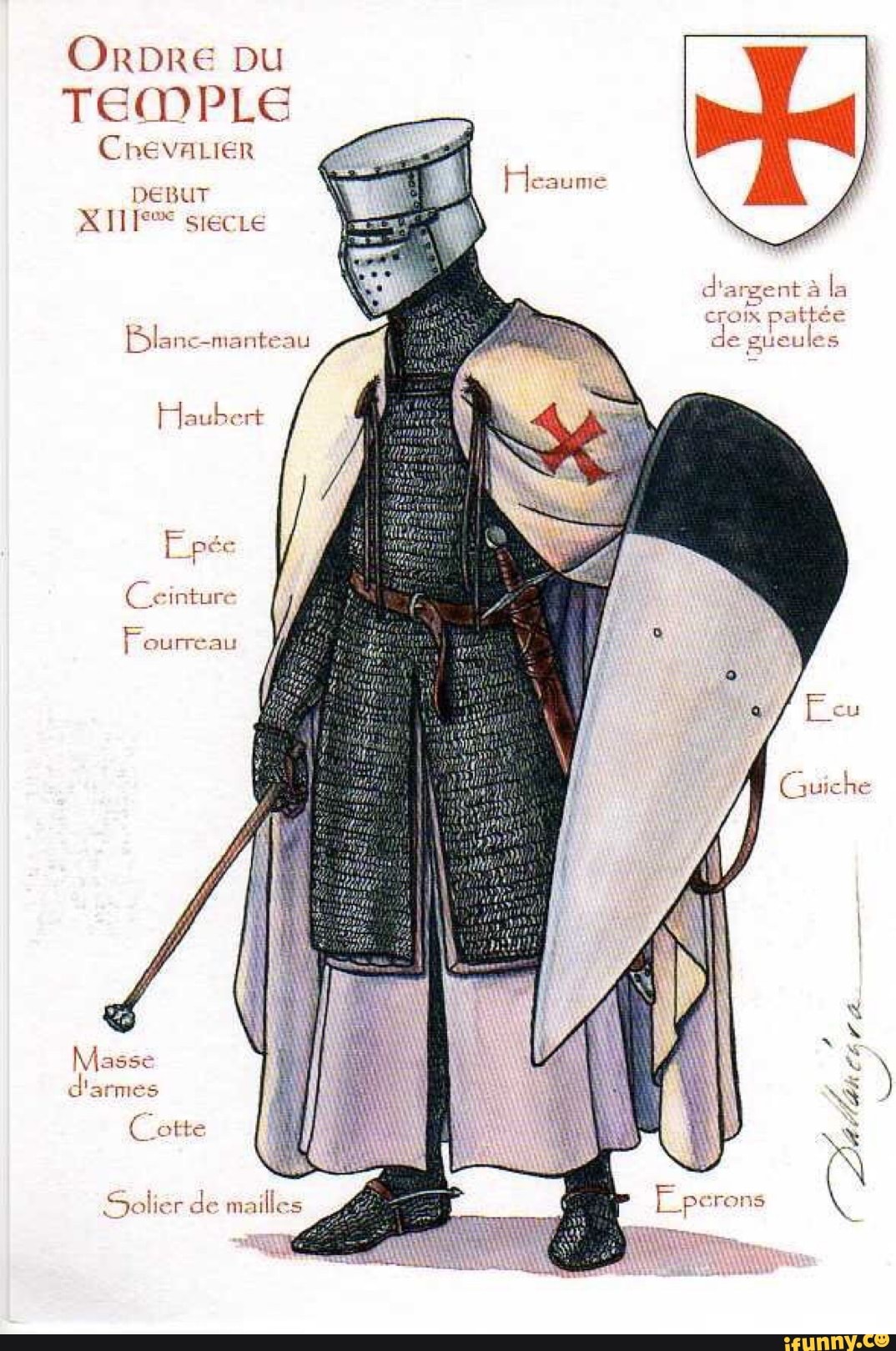OrpbDree Du TEMPLE Chevalier DEBUT siecre Haubert Ceinture OuUrreau ...