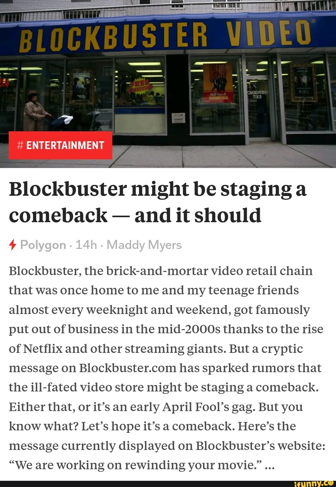 ENTERTAINMENT Blockbuster might be staging a comeback - and it should 4 ...