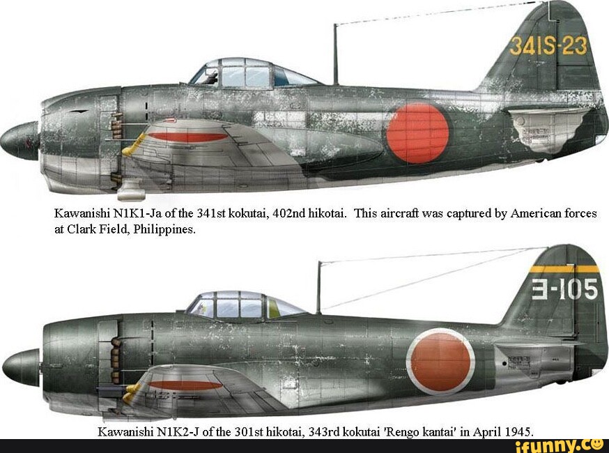 Kawanishi N1K1-Ja of the 341st kokutai, 402nd hikotai. This aircraft ...