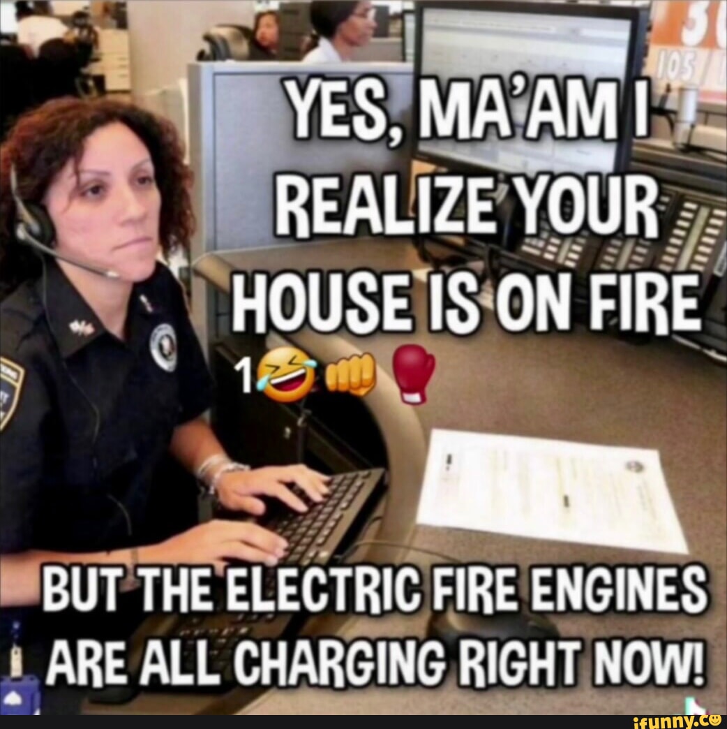 YES, MA AM I REALIZE YOUR HOUSE IS ON FIRE BUT THE ELECTRIC FIRE ...