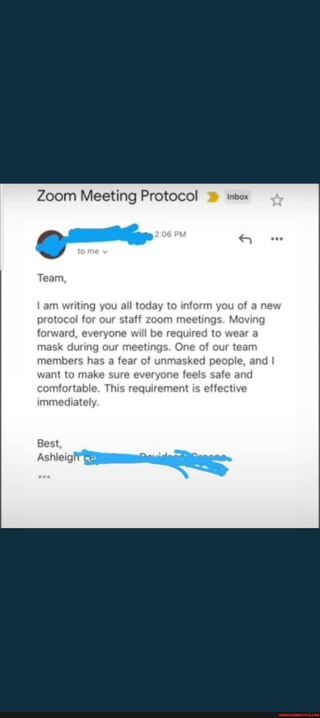 Zoom Meeting Protocol Team, I am writing you all today to inform you of ...