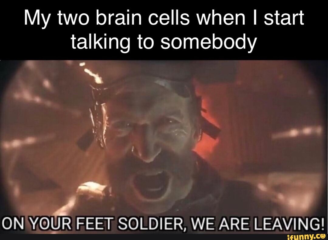 My two brain cells when I start talking to somebody - iFunny